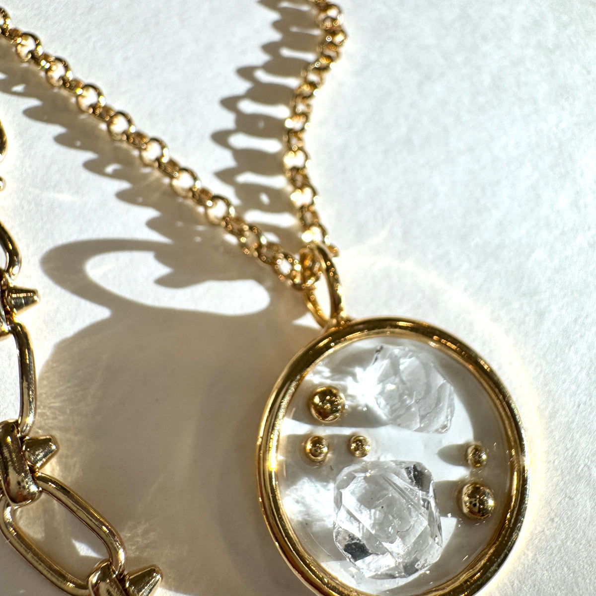 Herkimer Quartz on Gleaming Ivory Universe Medium Necklace - Pluma ...